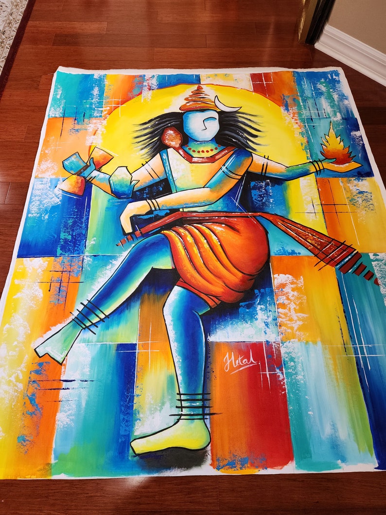 Abstract Nataraj Shiva Painting: Hindu God Canvas Art - Etsy