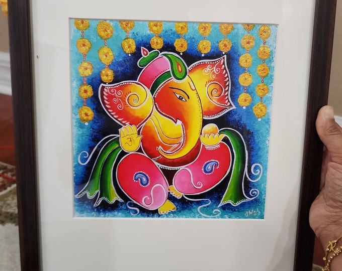 Ganesha Canvas Print of My Original Painting With Ready Frame, Canvas ...