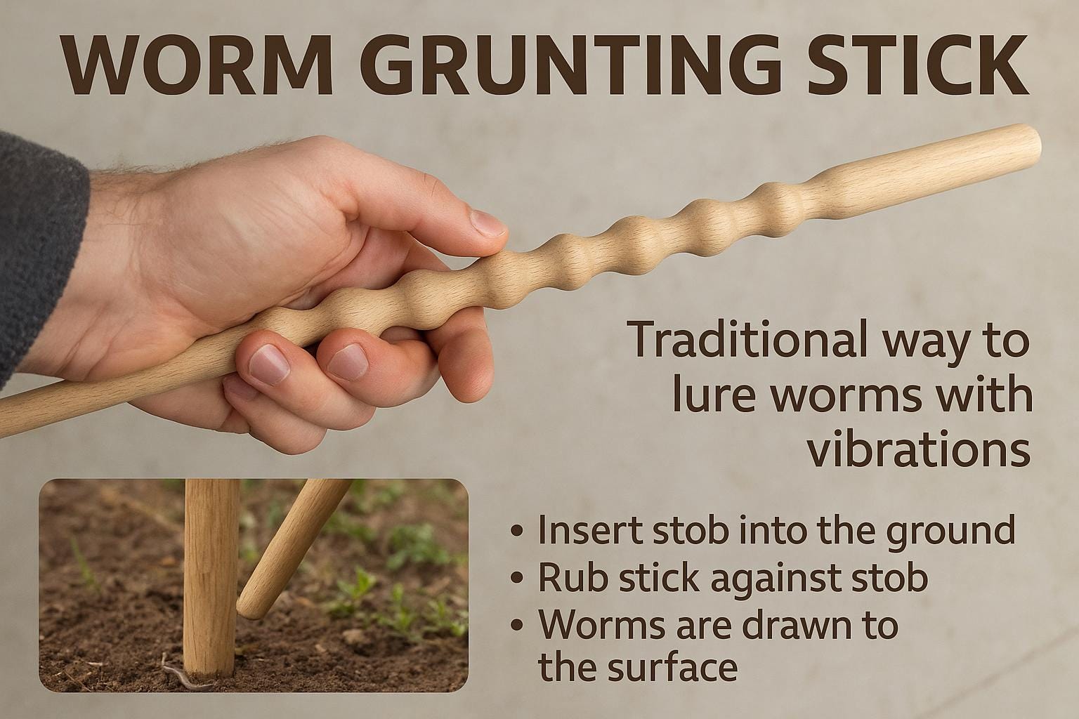 Fishing Worm Grunting Stick Earthworm Collector, Wormfinder, Worms ...