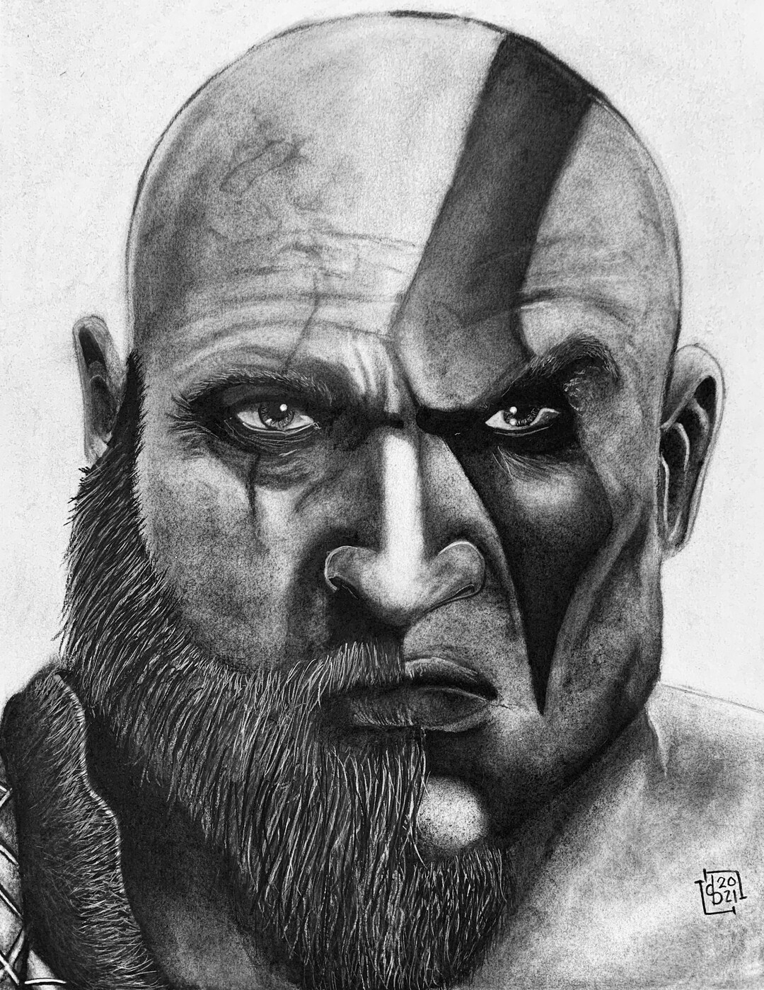 God of War Kratos Split Portrait Art Print - Etsy