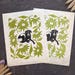 Dog Linocut Print, Green Flowers, Nature Inspired Wall Art - Etsy