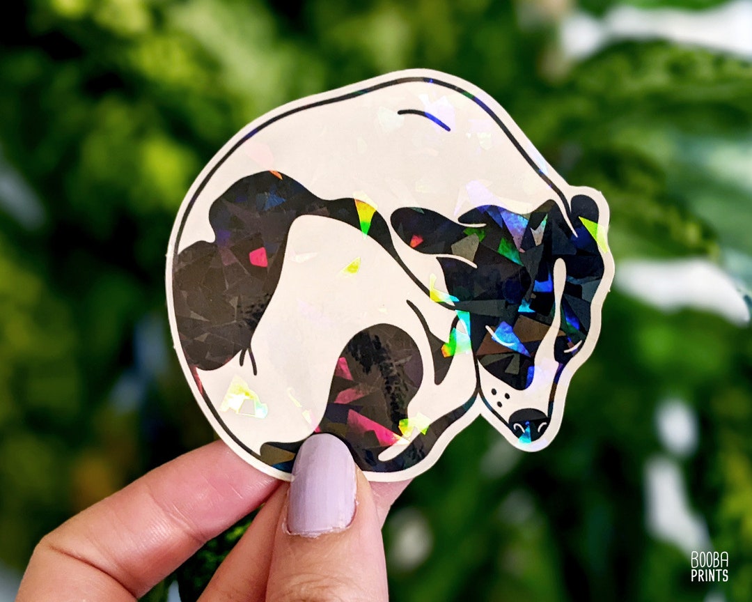 Cute Sleeping Dog Cracked Ice Sticker, Waterproof Vinyl Shiny Sticker ...