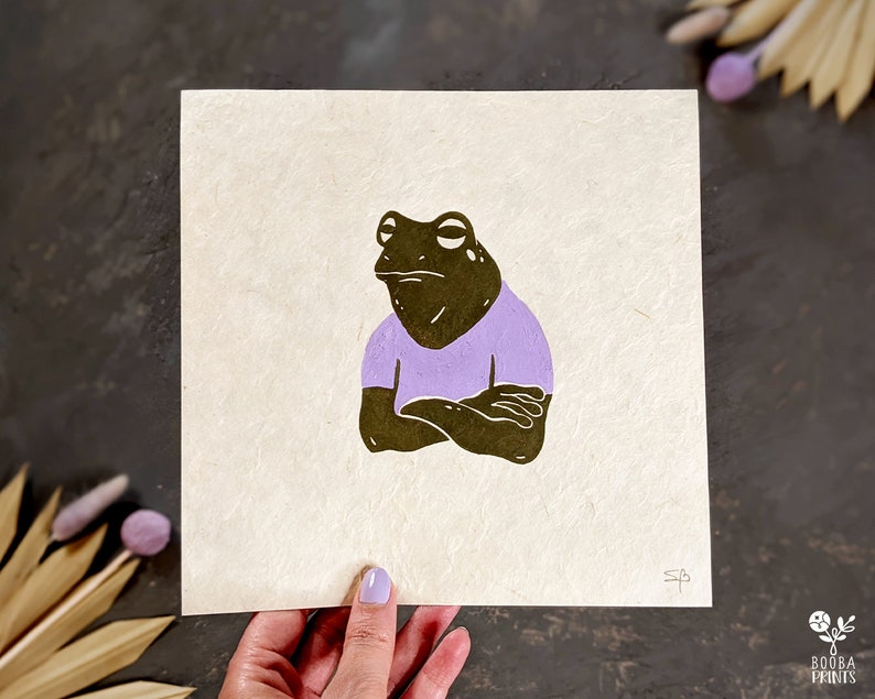 Señor Frog Original Linocut Print. Mixed Media Art for Home - Etsy