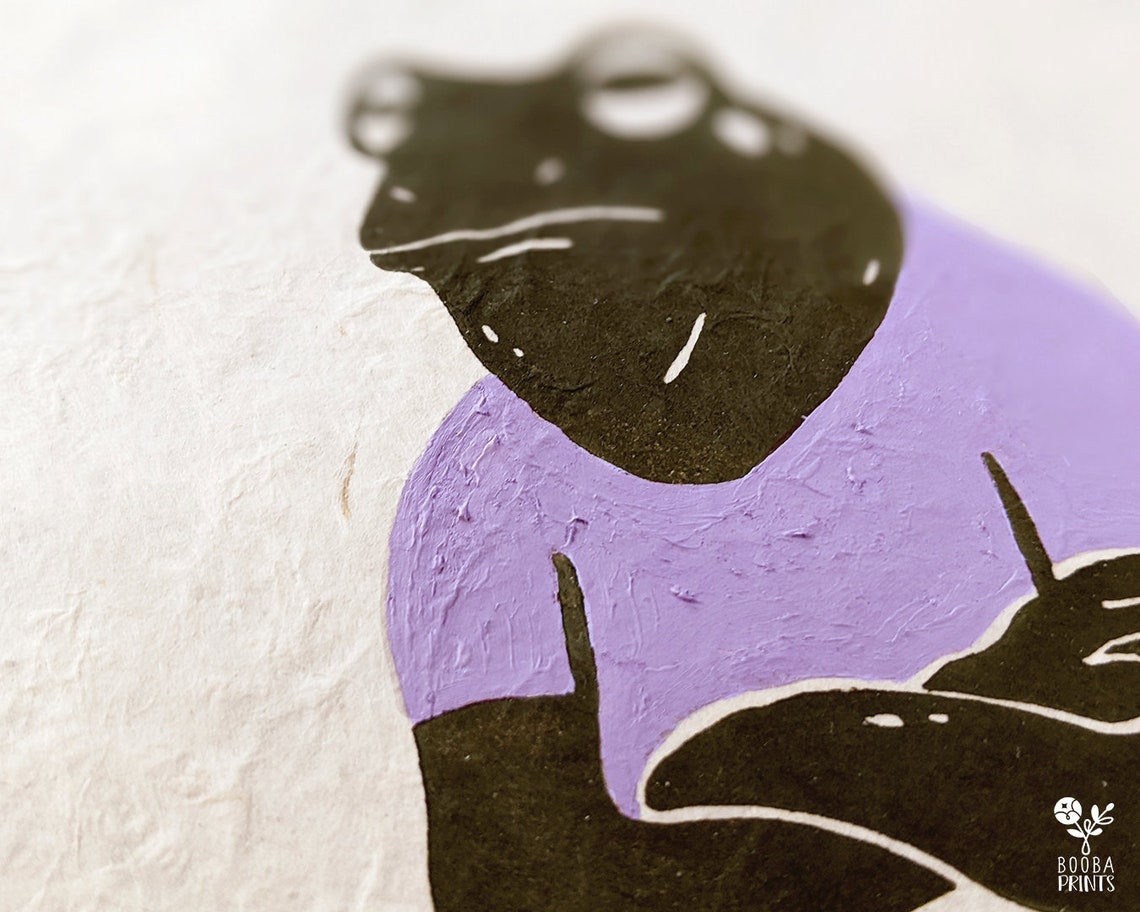 Señor Frog Original Linocut Print. Mixed Media Art for Home - Etsy