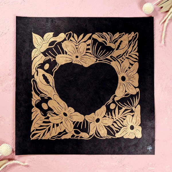 Heart Linocut - Etsy