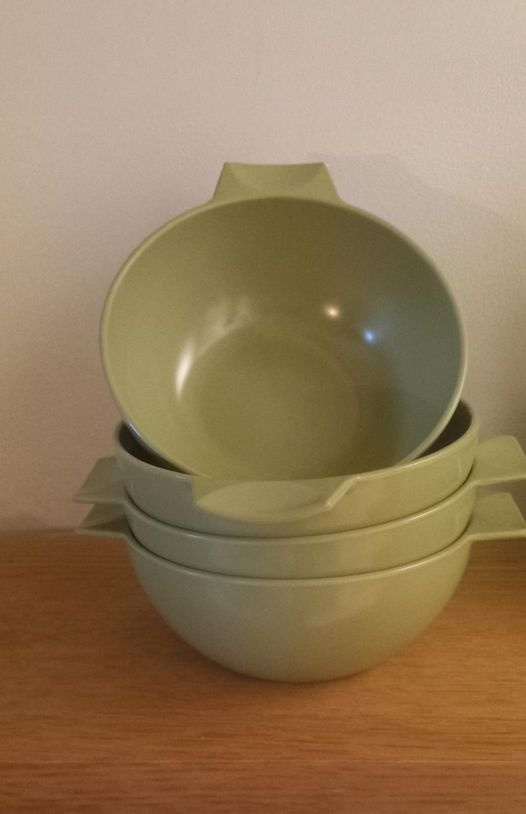 Set of 4 Vintage Olive Green Melaware Bowls With Handles. Melamine ...