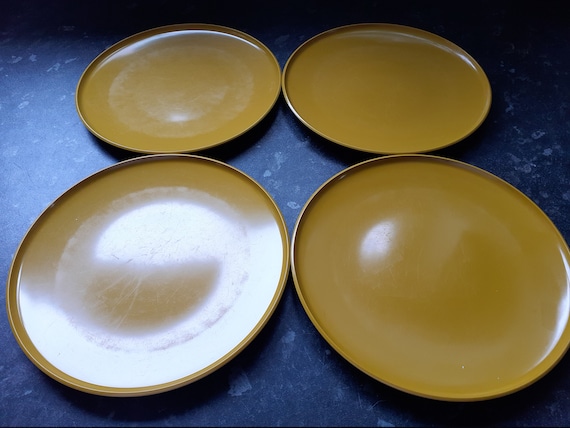 Set of 4 vintage melamine plates. Melaware Encore breakfast - Etsy.de