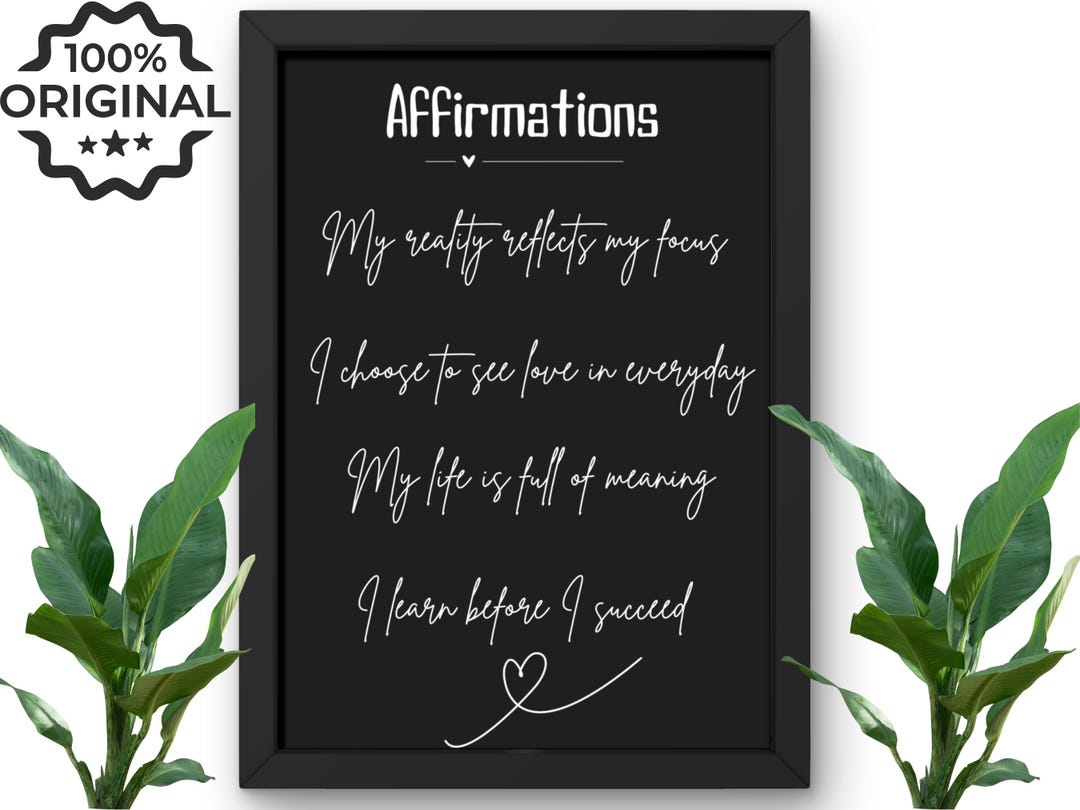 Positive Affirmations Print: Black and White Wall Art (PNG Download) - Etsy