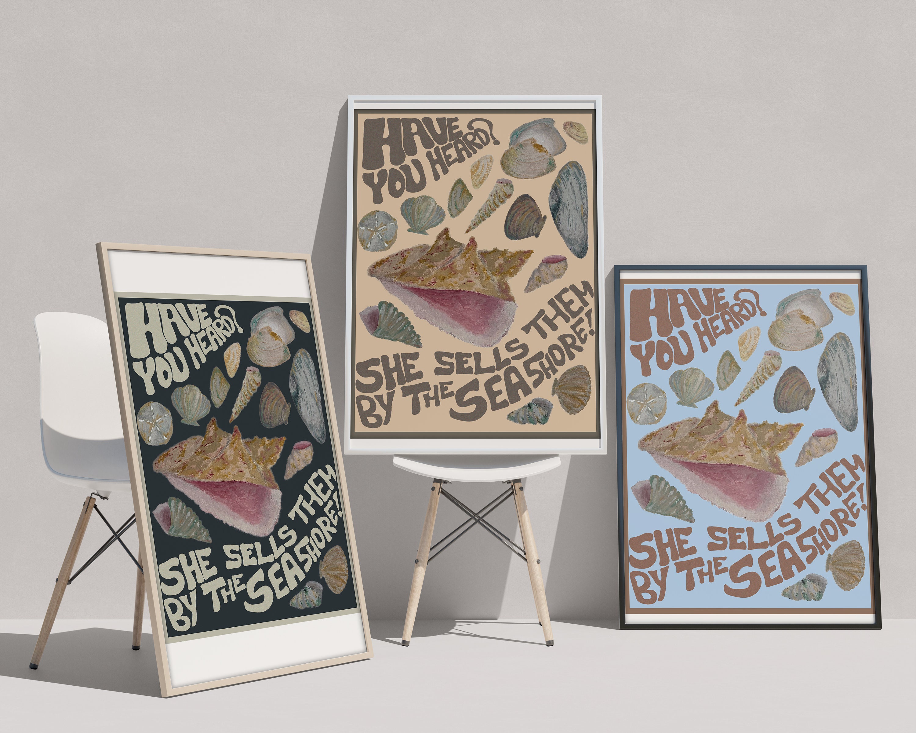 Seashell Beachy Coastal Poster - Etsy