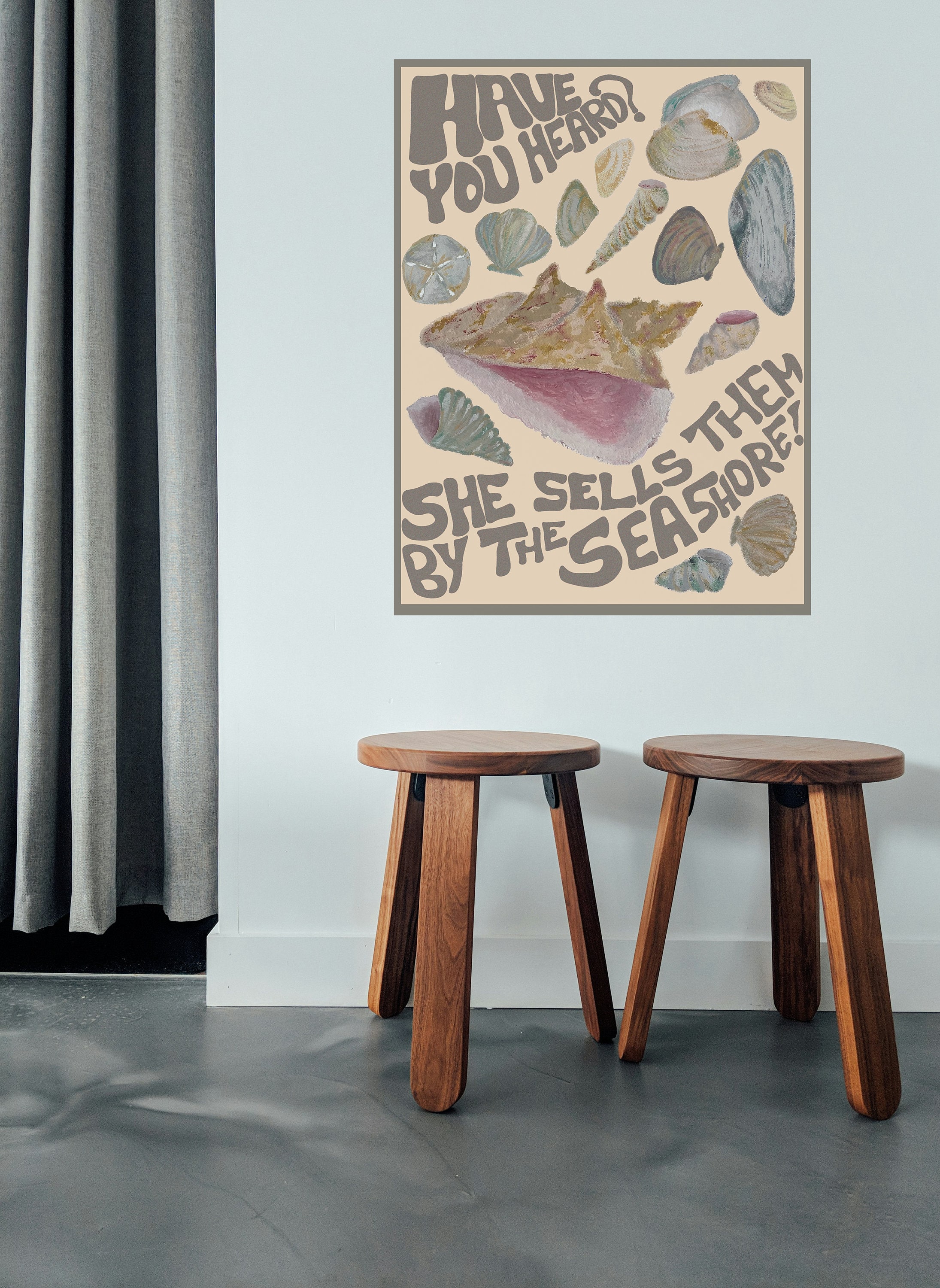 Seashell Beachy Coastal Poster - Etsy