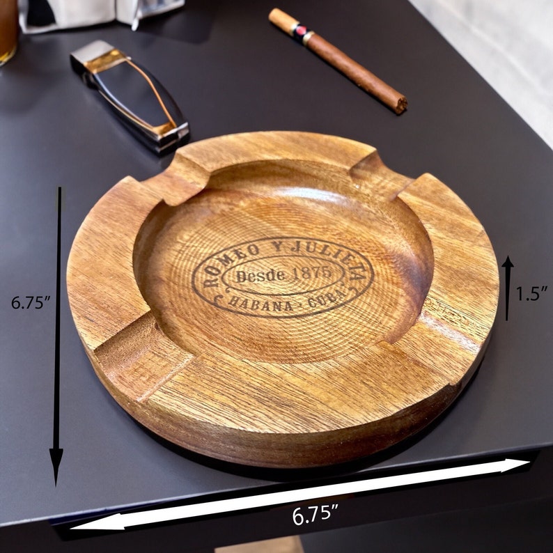 Custom Engraved Cherry, Maple and Walnut Hard Wood Cigar Ashtray ...