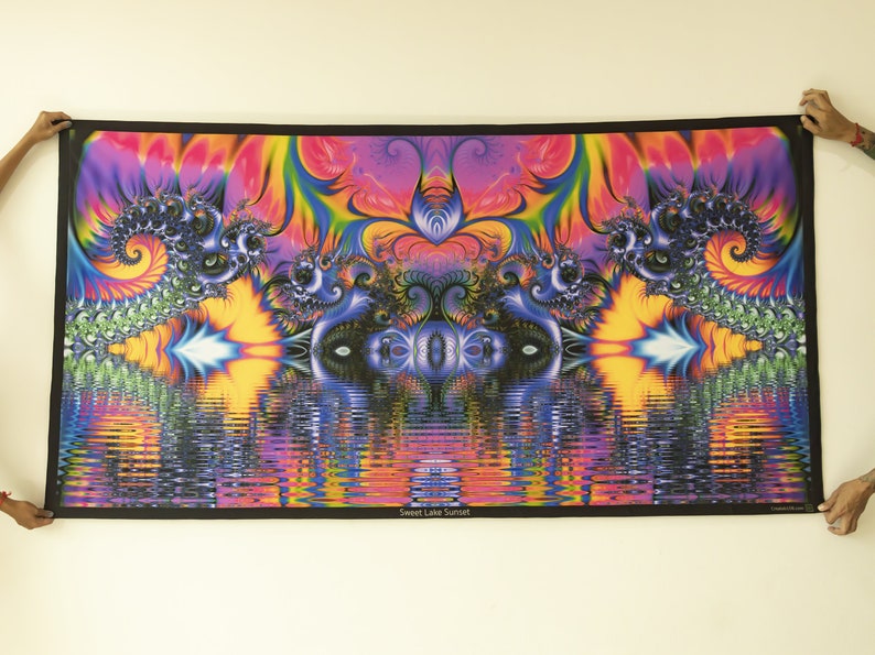 Sweet Lake Sunset UV Psychedelic Trippy Fractal Tapestry - Etsy