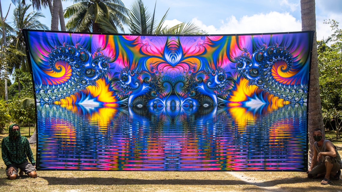 Sweet Lake Sunset UV Psychedelic trippy Fractal Tapestry | Etsy