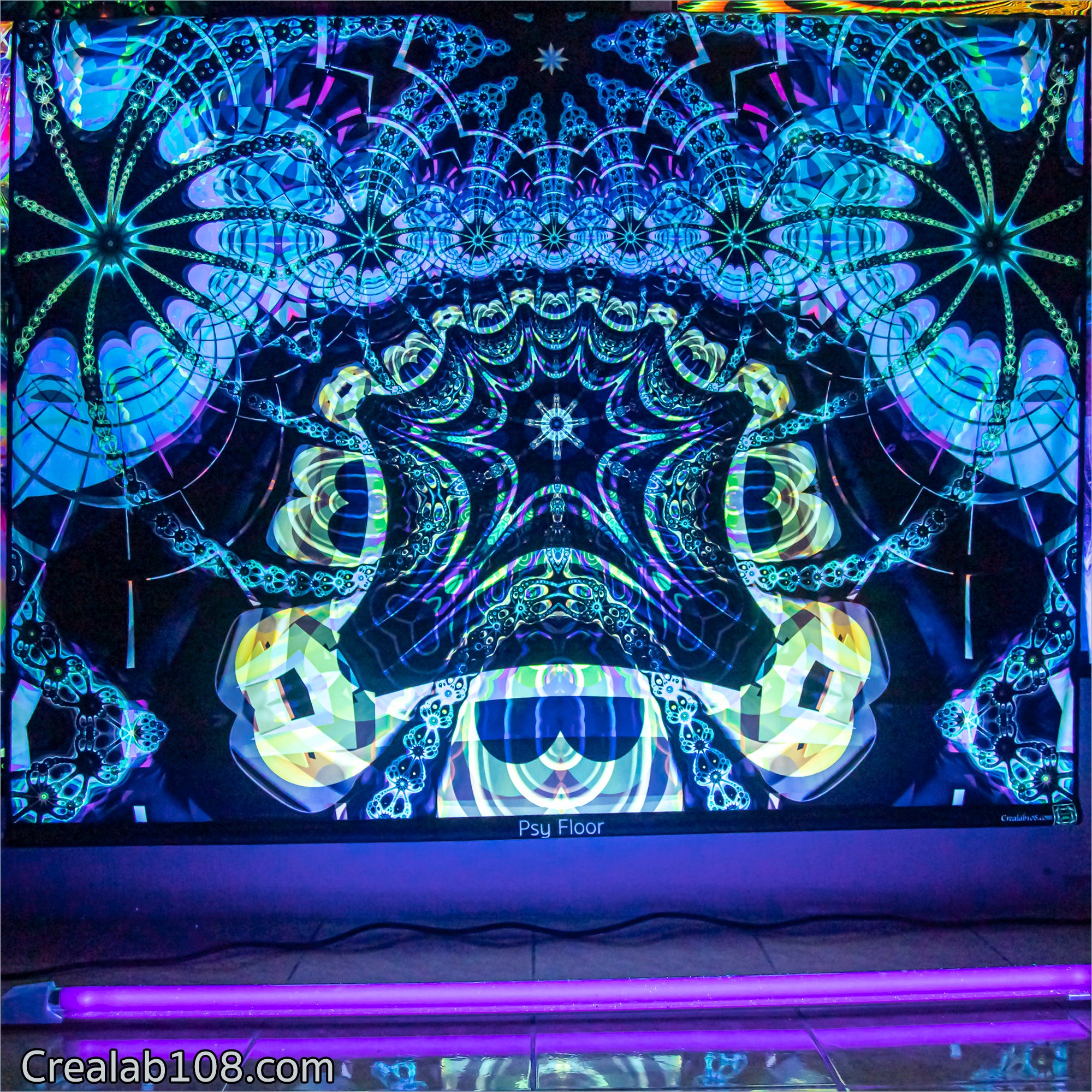 Psy Floor Trippy UV Psychedelic Fractal Tapestry | Etsy