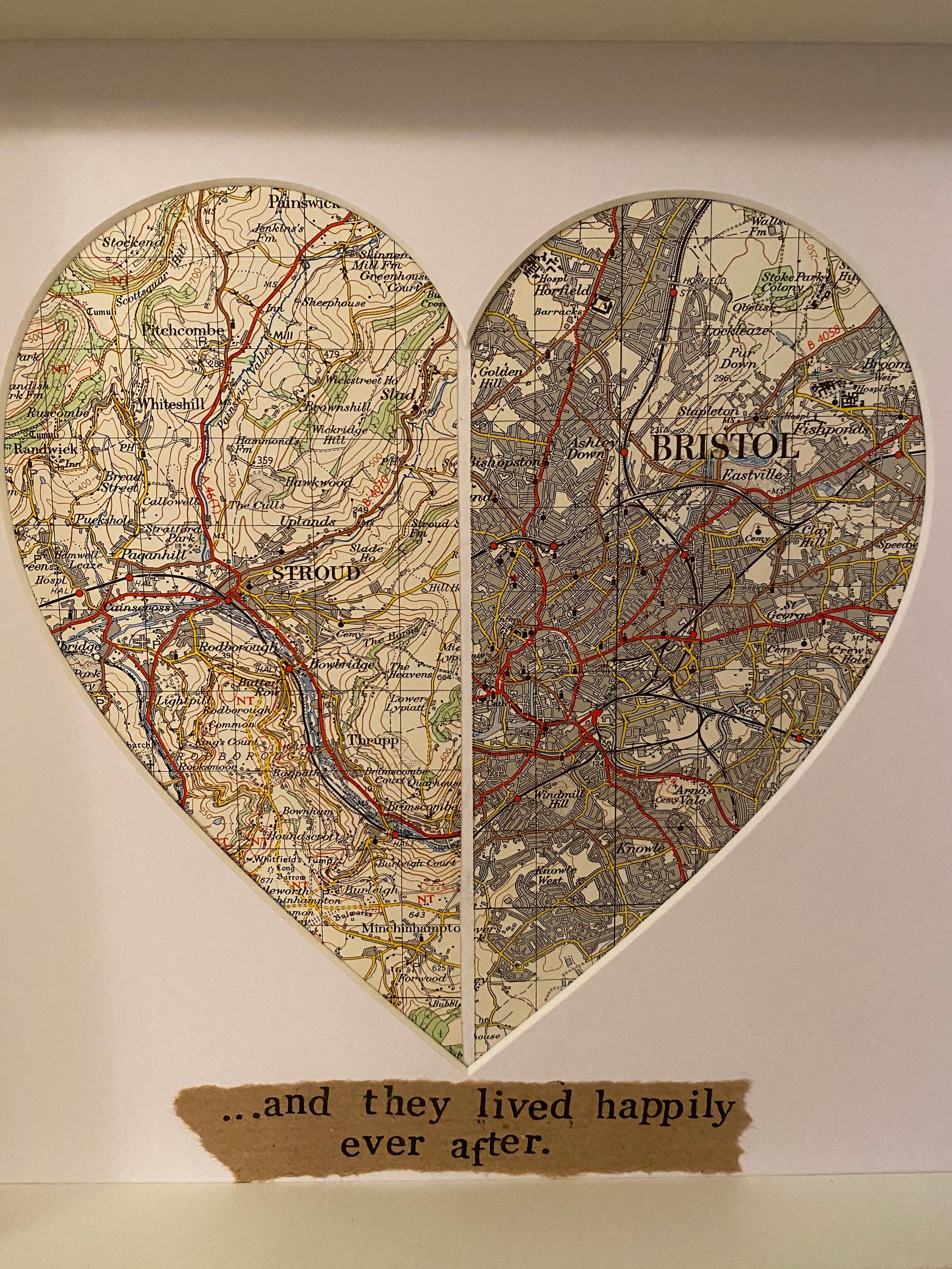 Bristol and Stroud Map Picture Maps in a Heart Location - Etsy