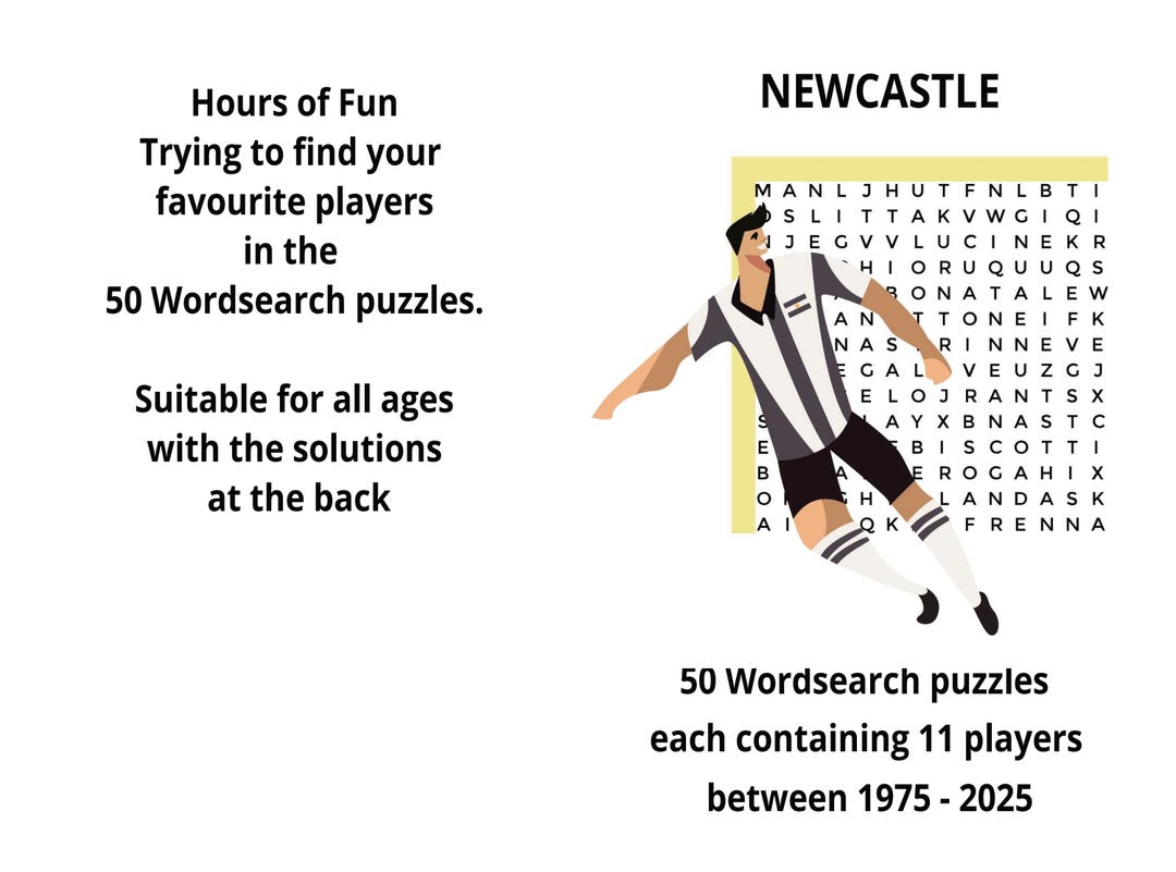 Newcastle Player Word Search Book – 50 Puzzles (digital Download) - Etsy