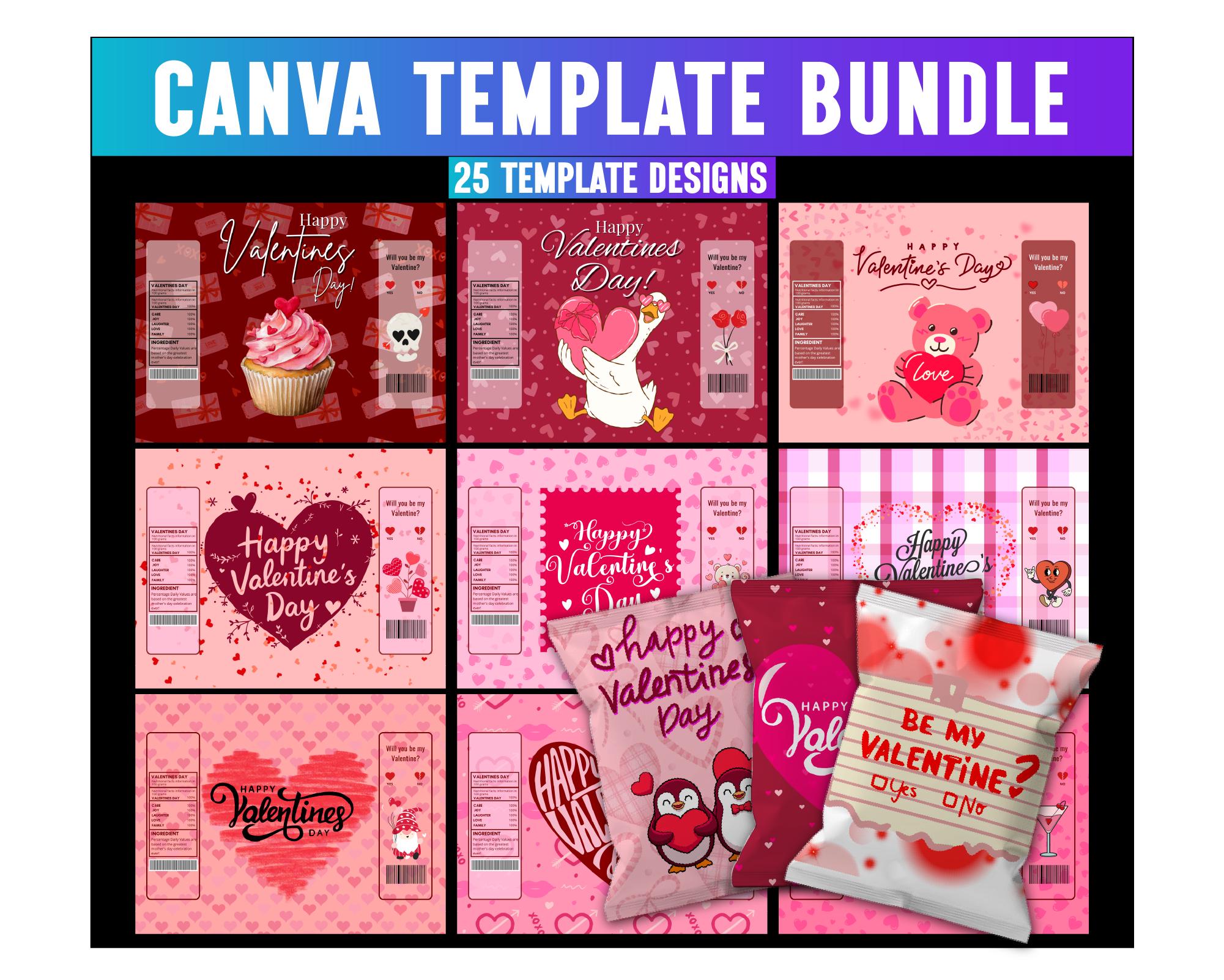 Valentine Chip Bag Label Canva Template, Romantic Love Photo Collage ...