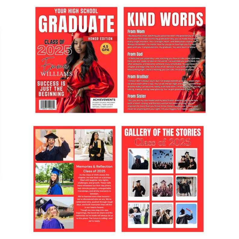 Graduation Magazine Design Template Bundle, Senior Class of 2025 ...