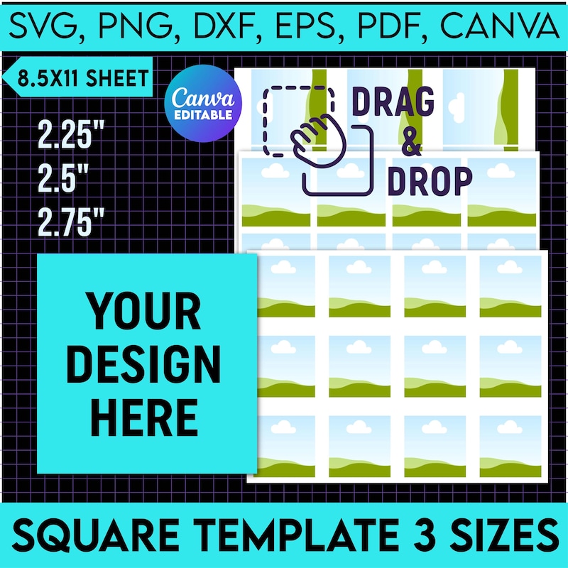 2x2 Magnet Template Canva - Etsy