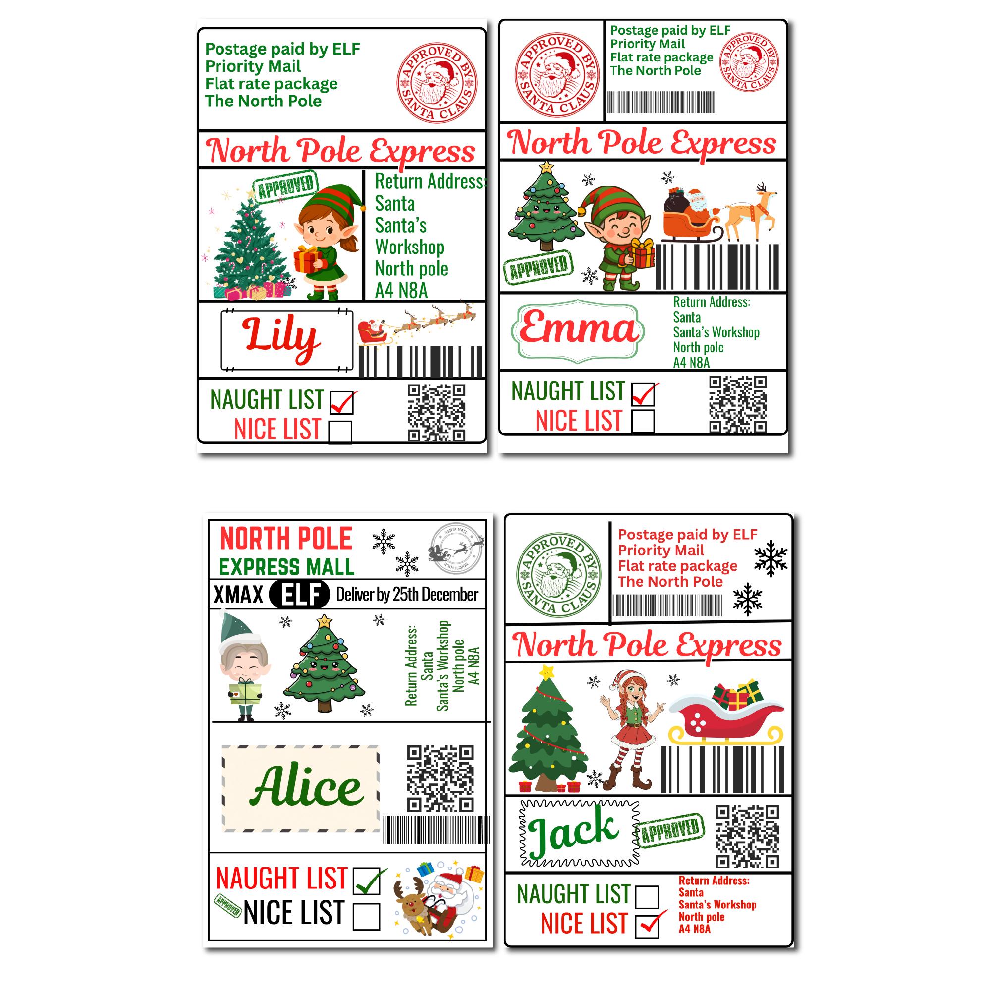 Christmas Shipping Label Canva Template Bundle, Christmas Novelty ...