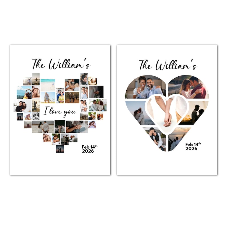 6 Love Photo Collage Editable Template, Valentine's Day, Anniversary ...