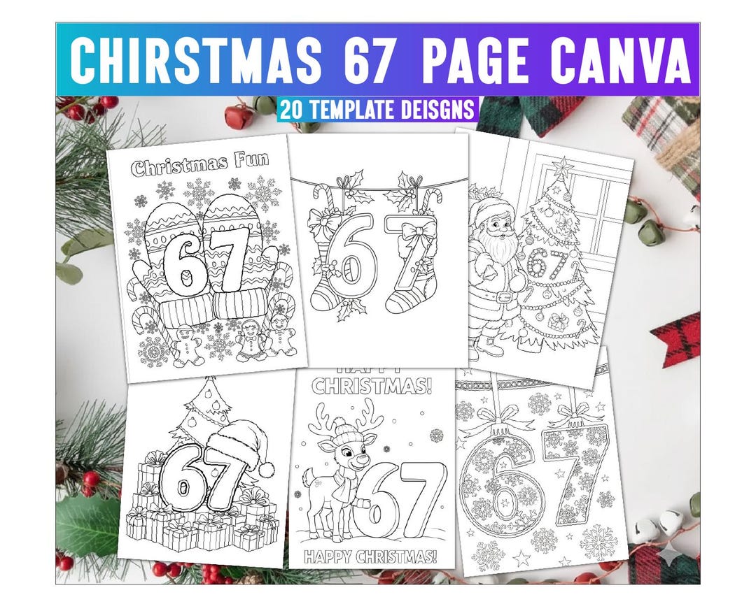 67 Christmas Coloring Page, Printable Six Seven Coloring Sheet, Digital ...