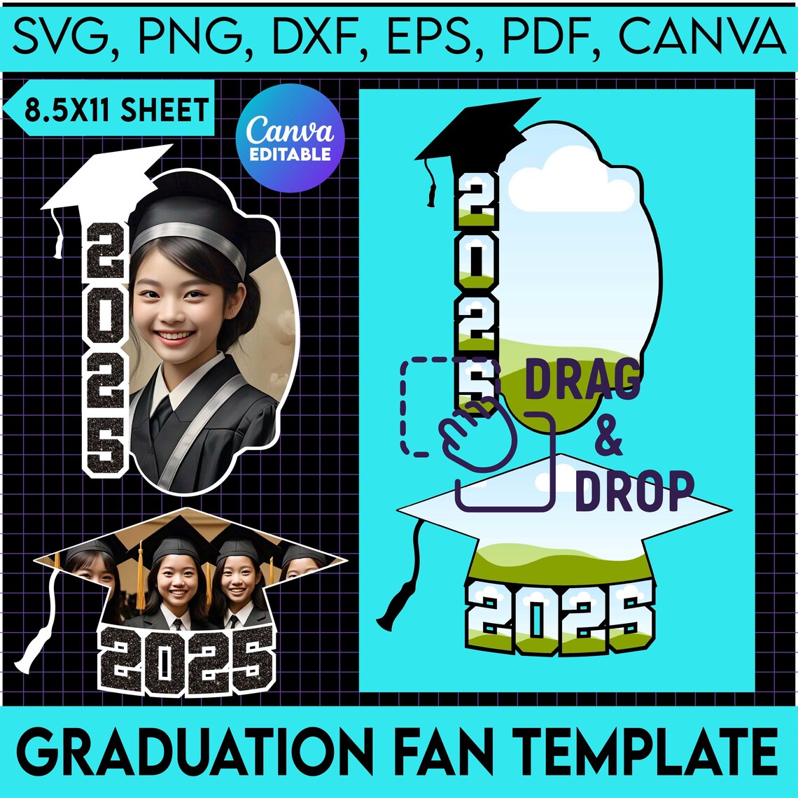Graduation Fan 2025 Template, Custom Grad Fan, Graduation Fan 2025 ...
