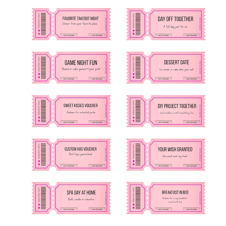 Editable Gift Love Romantic Coupons, Valentine's Day Coupons, Canva ...