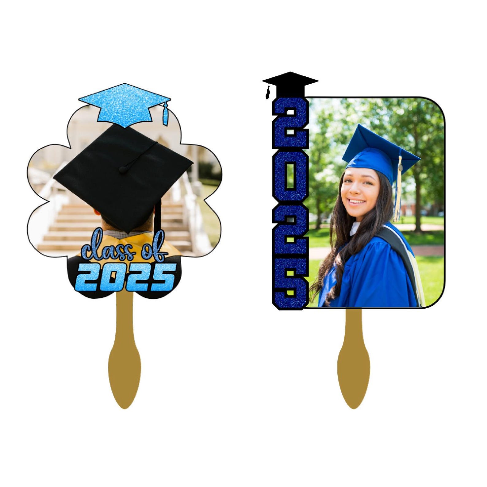 Grad Paddle Fan Template Bundle SVG, Graduation Cake Topper Template ...