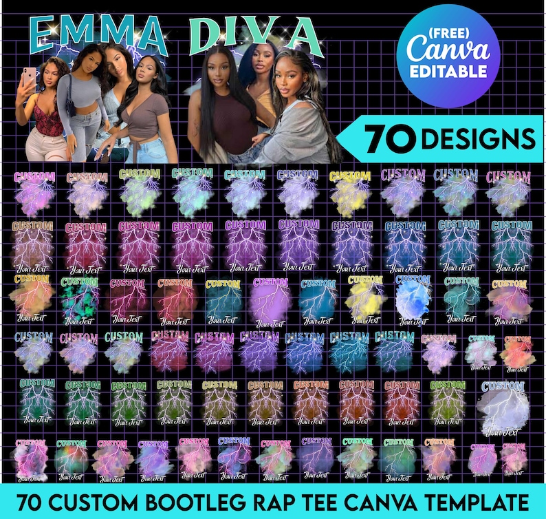 Custom Bootleg Rap Tee Canva Template Bundle, Concert Shirt, Bootleg ...