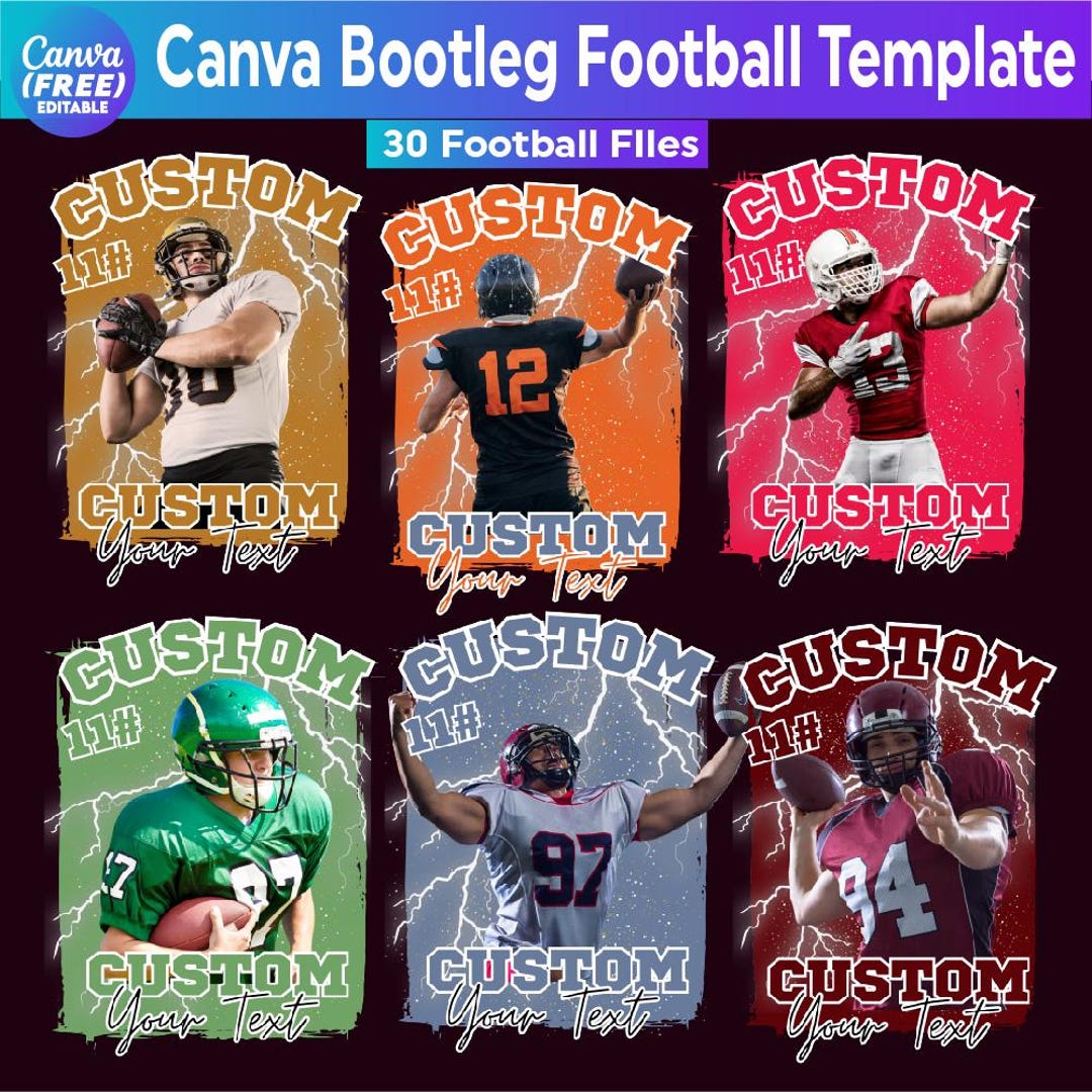 Canva Bootleg Football Template, Football Mascot Shirt Canva Template ...
