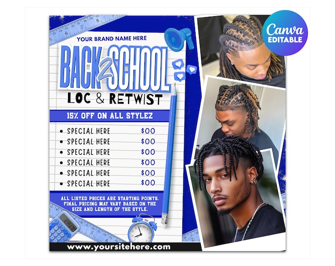 Locs Specials Flyer, DIY Flyer Template Design, Loc and Retwist Flyer ...