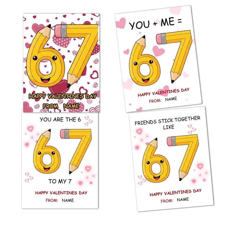 Valentine 67 Meme Cards Template, Gen Z Alpha Classroom Exchange Gift ...