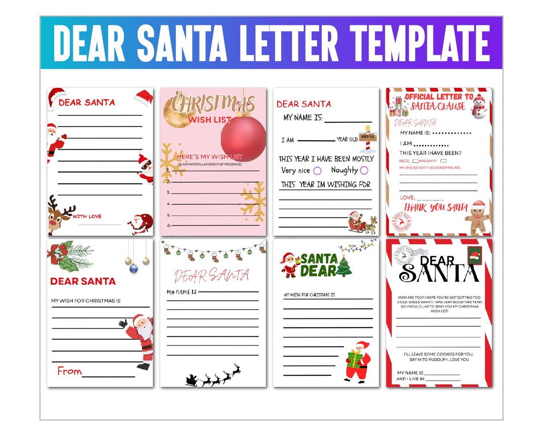 Christmas Dear Santa Letter Template, Letter to Santa Canva Template ...