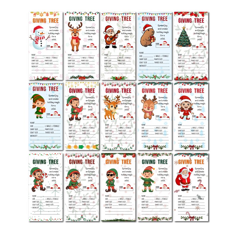 Christmas Giving Tree Tags Template, Editable Christmas Giving Tree ...