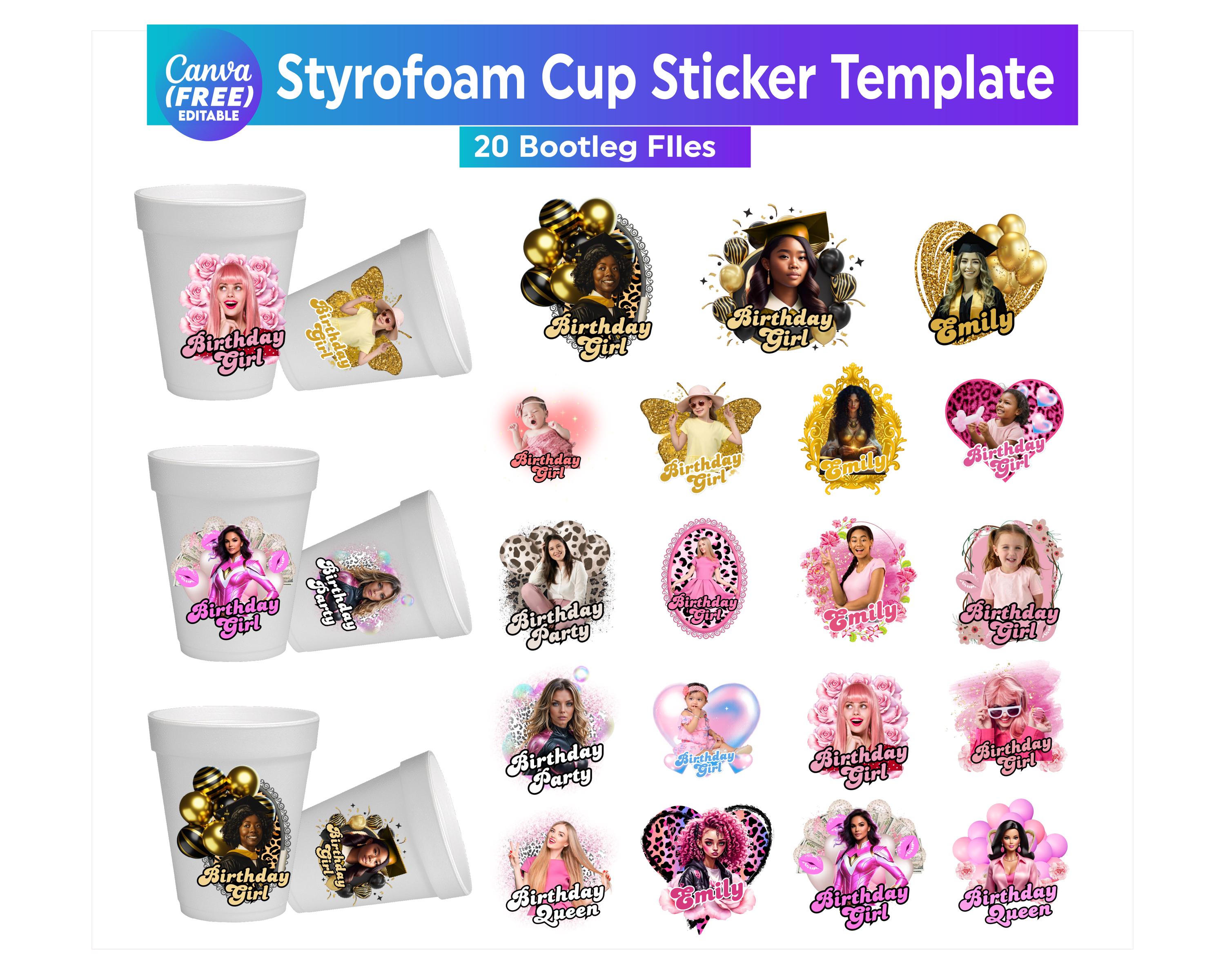 Styrofoam Cup Template Bundle, Add Your Own Photos, Birthday ...