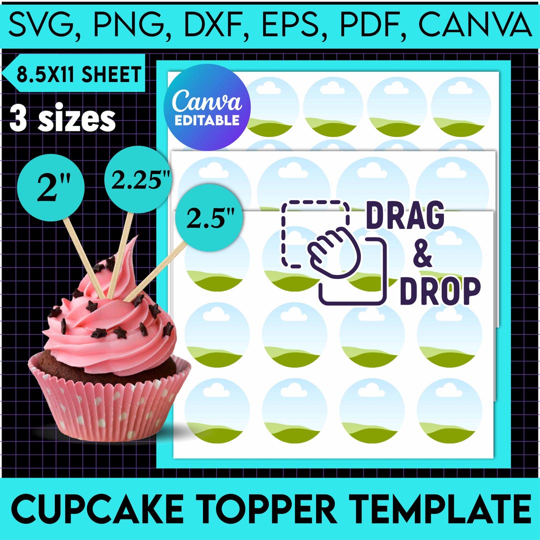 Cupcake Topper Template Svg, Multipurpose Circle Layered Labels, Canva ...