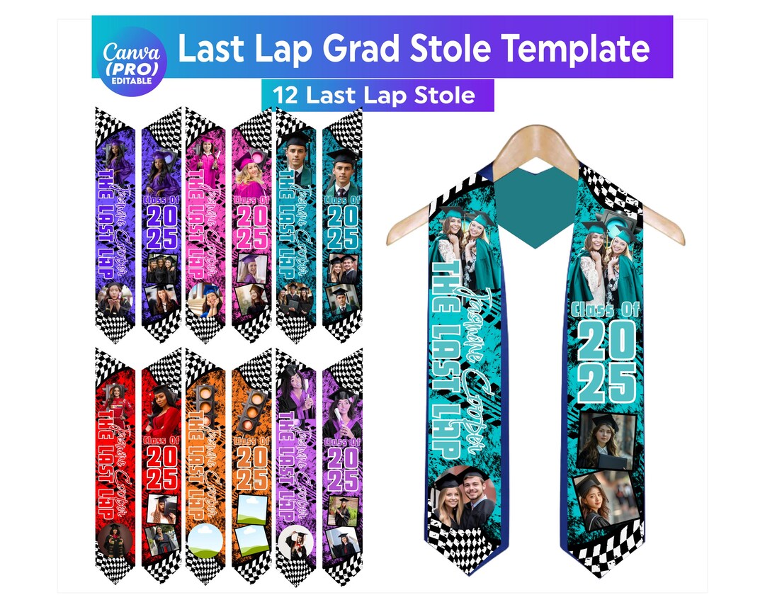 The Last Lap Graduation Canva Editable Template Bundle, Graduation Sash ...