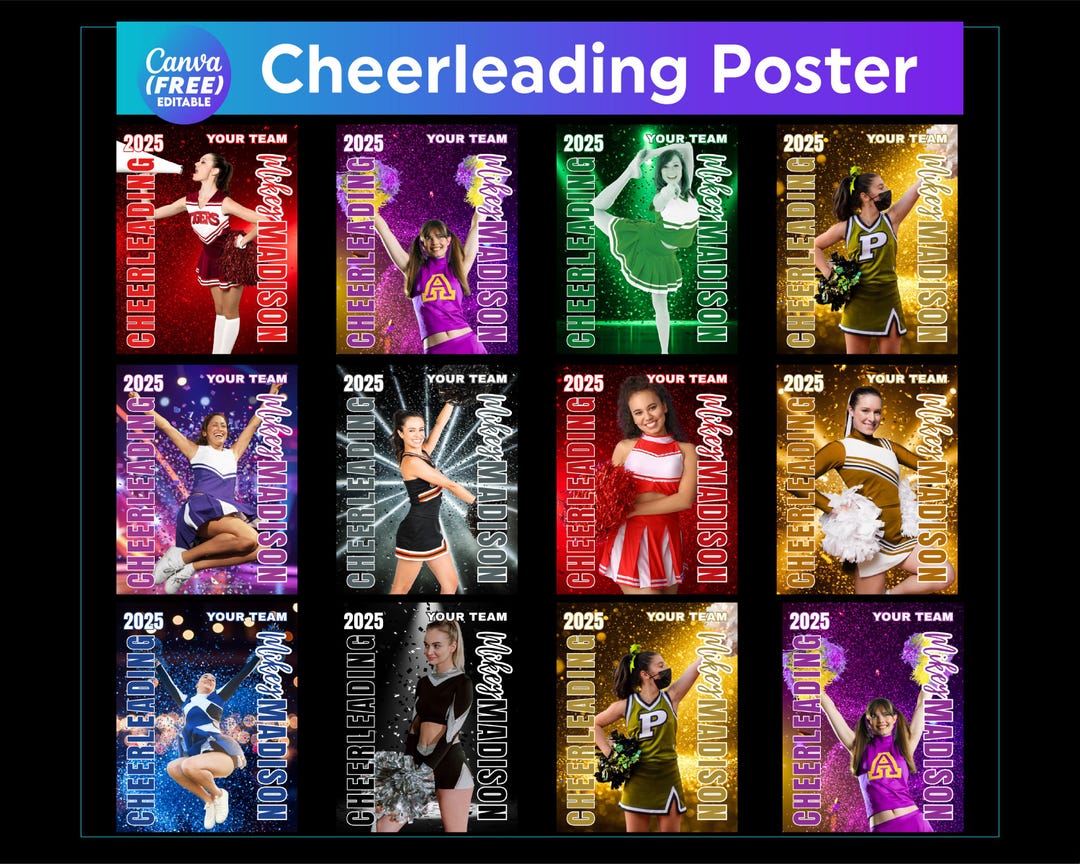 10 Cheerleader & Dancer Canva Editable Template, Cheerleader Poster ...