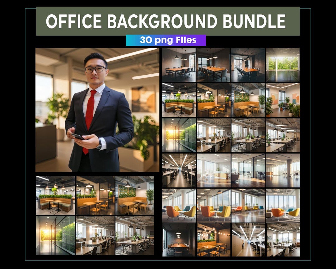 Modern Office Backdrops Bundle, Elegant Blurred Office Backdrops for ...