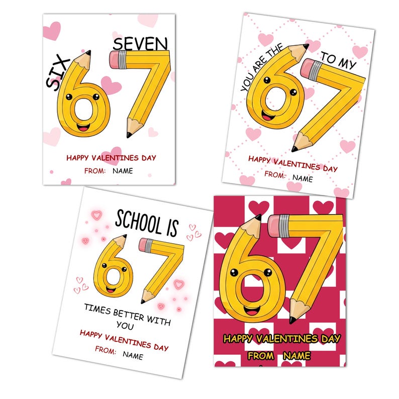 Valentine 67 Meme Cards Template, Gen Z Alpha Classroom Exchange Gift ...
