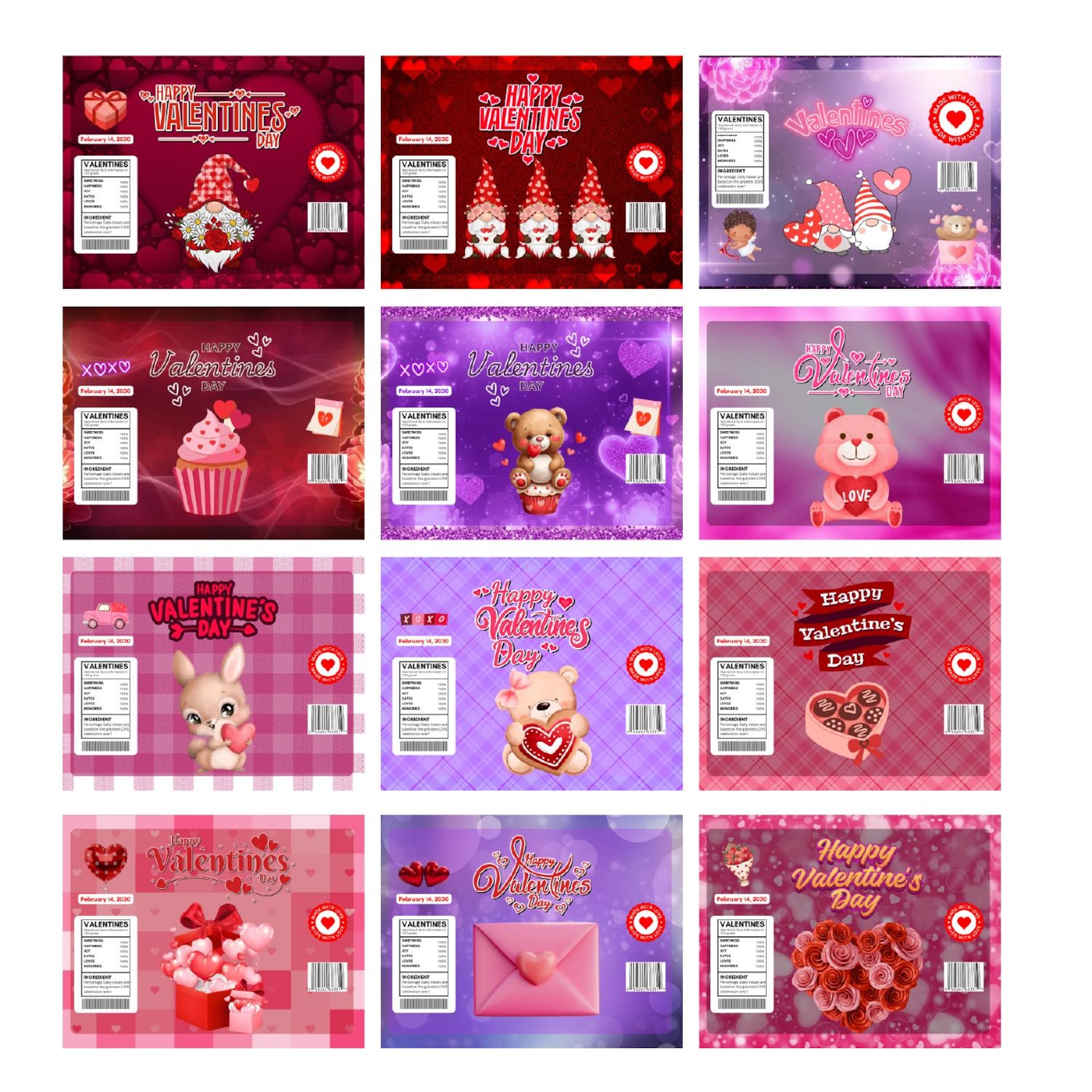 30 Valentine's Day Chip Bag, Chip Bag Label Canva Editable Template ...