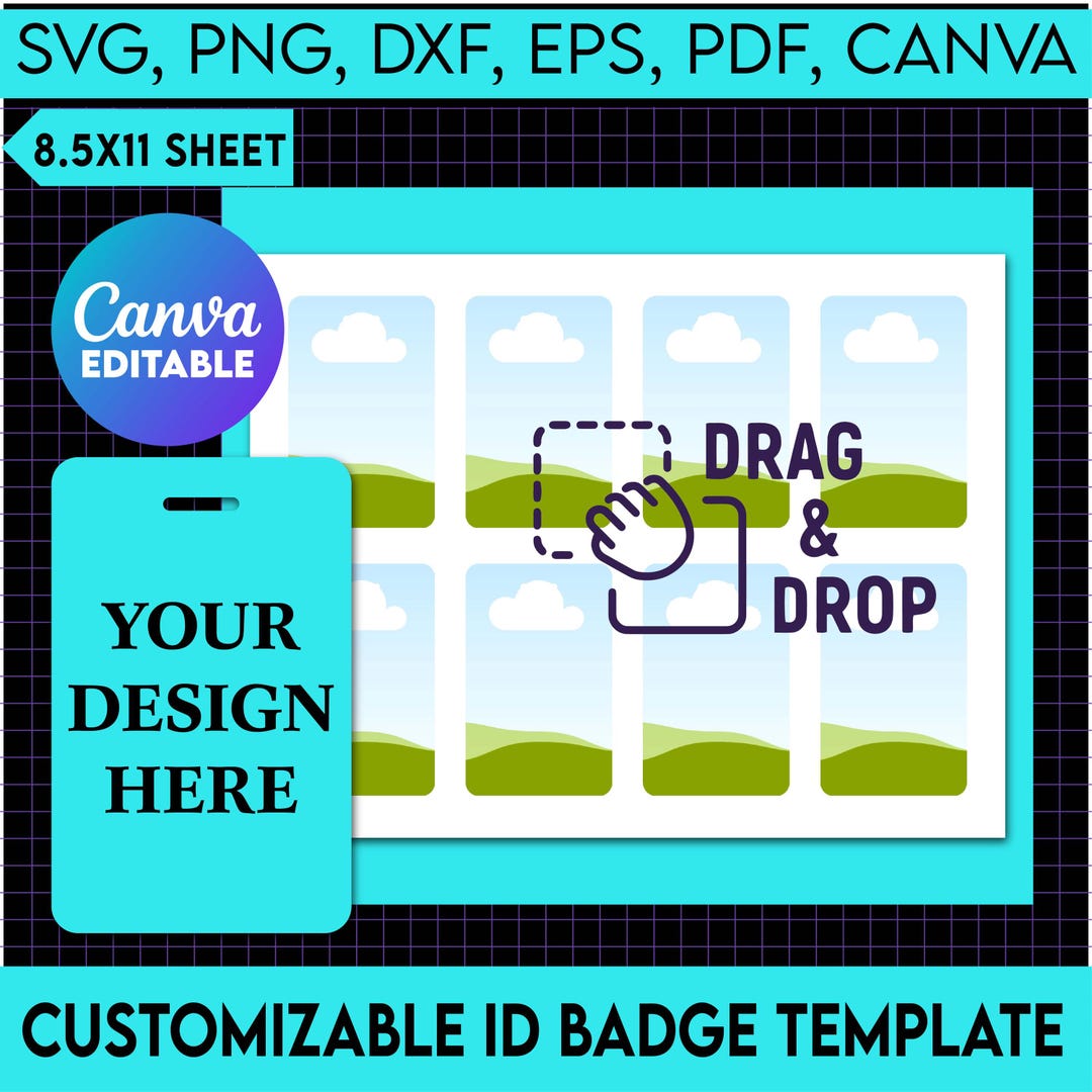 ID Badge Template, Canva Editable Badge, Printable Staff Badge, Name ...