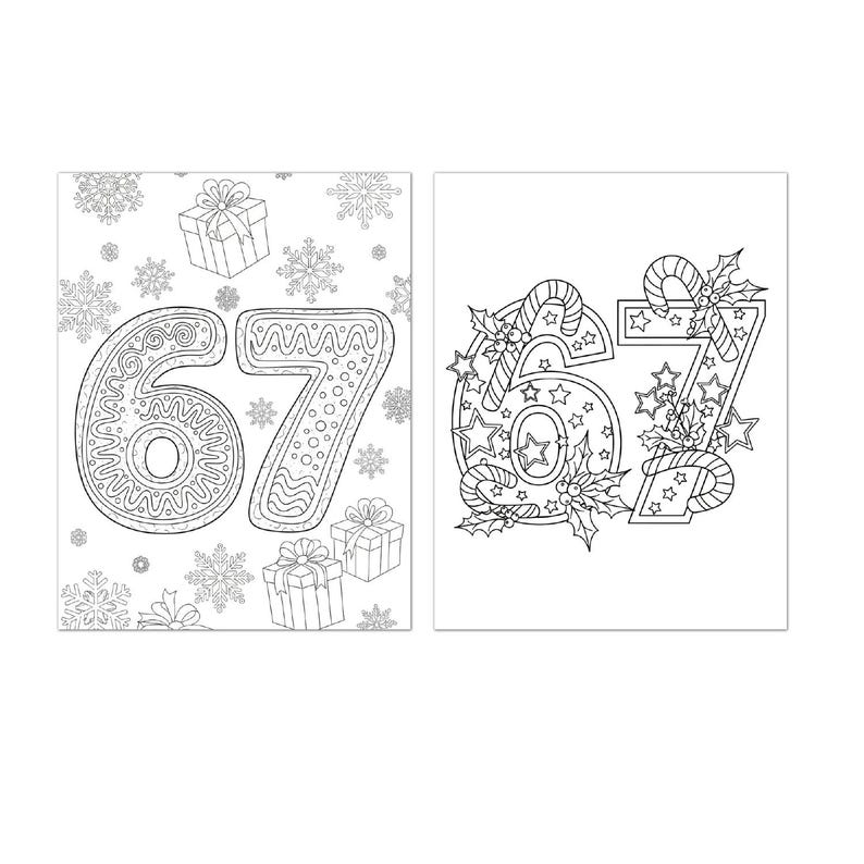 67 Christmas Coloring Page, Printable Six Seven Coloring Sheet, Digital ...