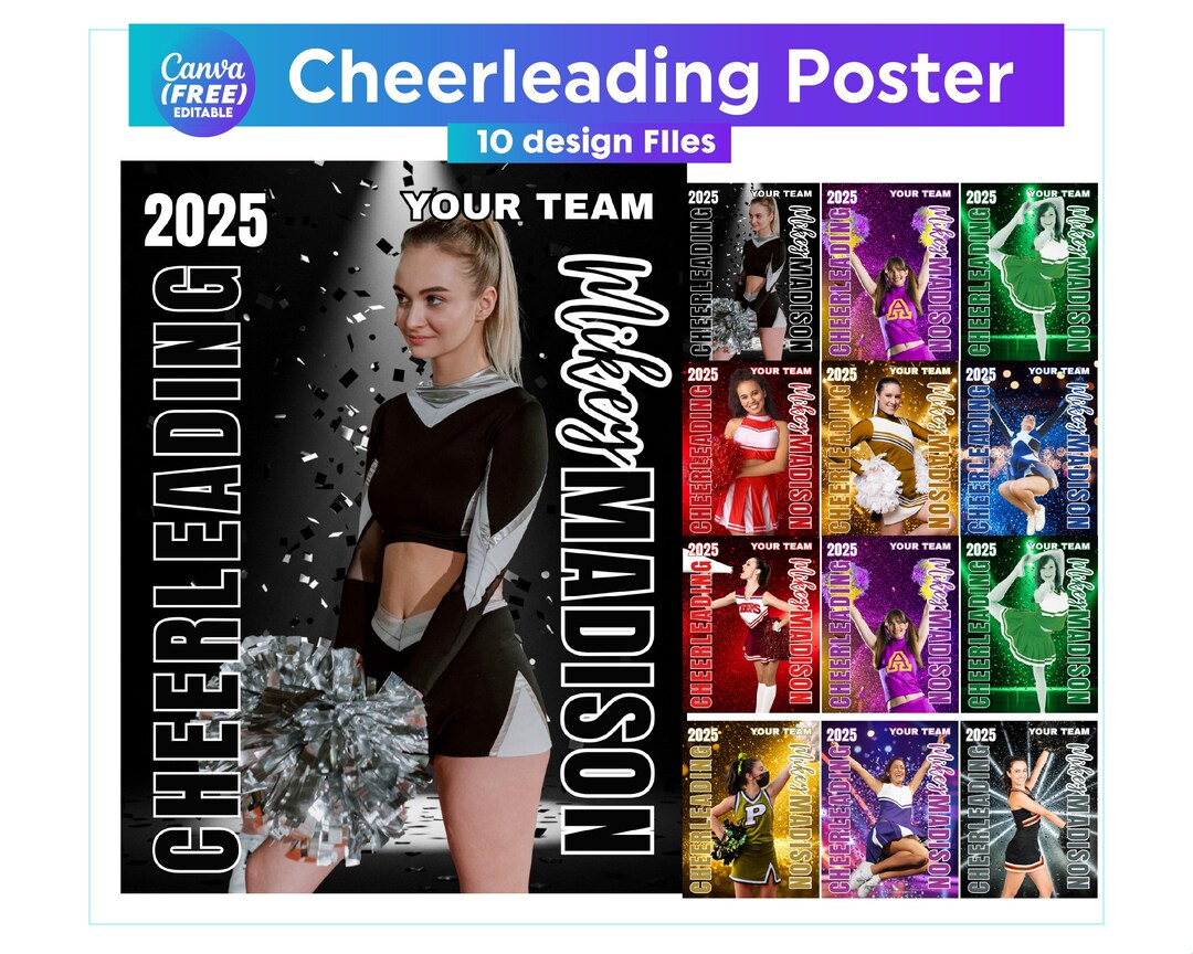 Cheerleader & Dancer Canva Editable Template, Cheer Banner, Memory Mate ...