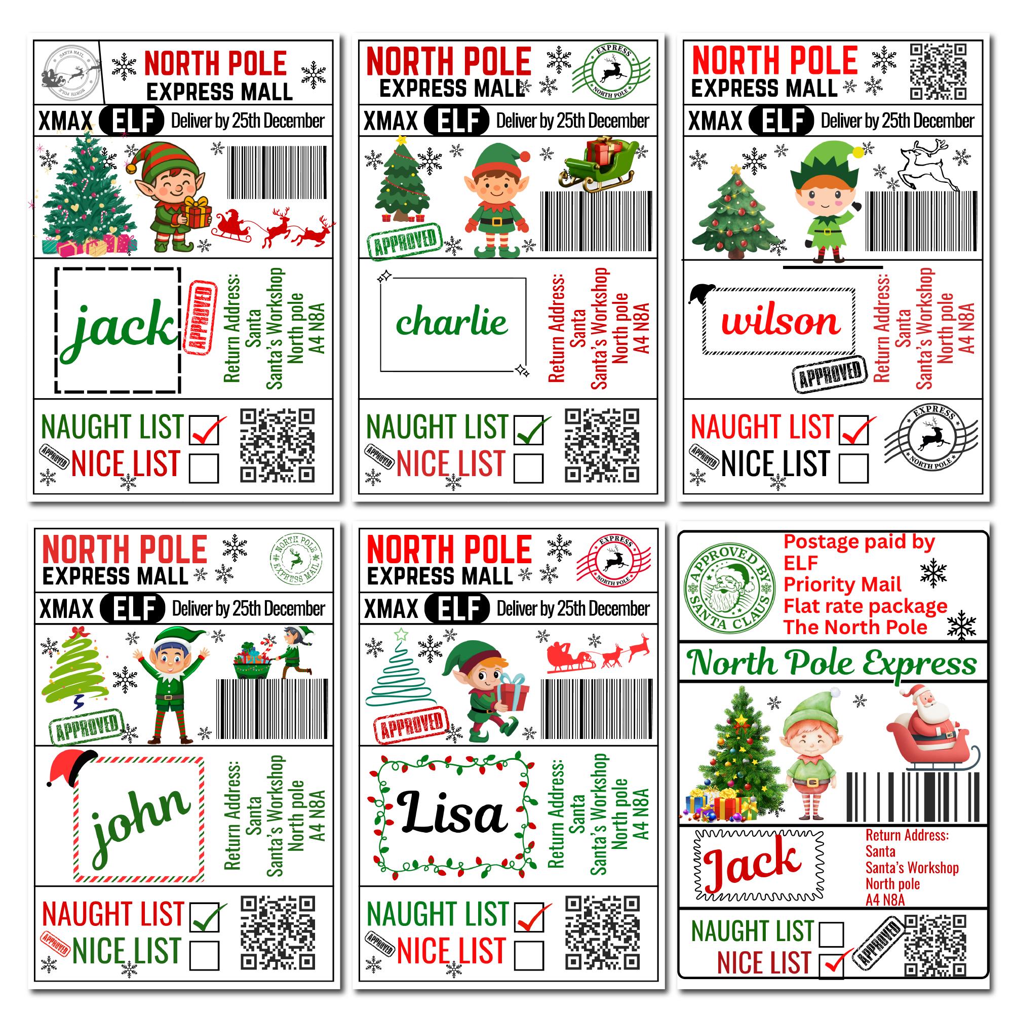 Christmas Shipping Label Canva Template Bundle, Christmas Novelty ...