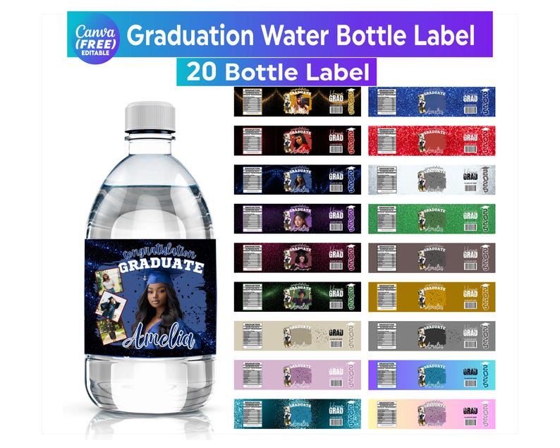 2025 Graduation Water Bottle Labels Bundle, Graduation Party 2025 ...