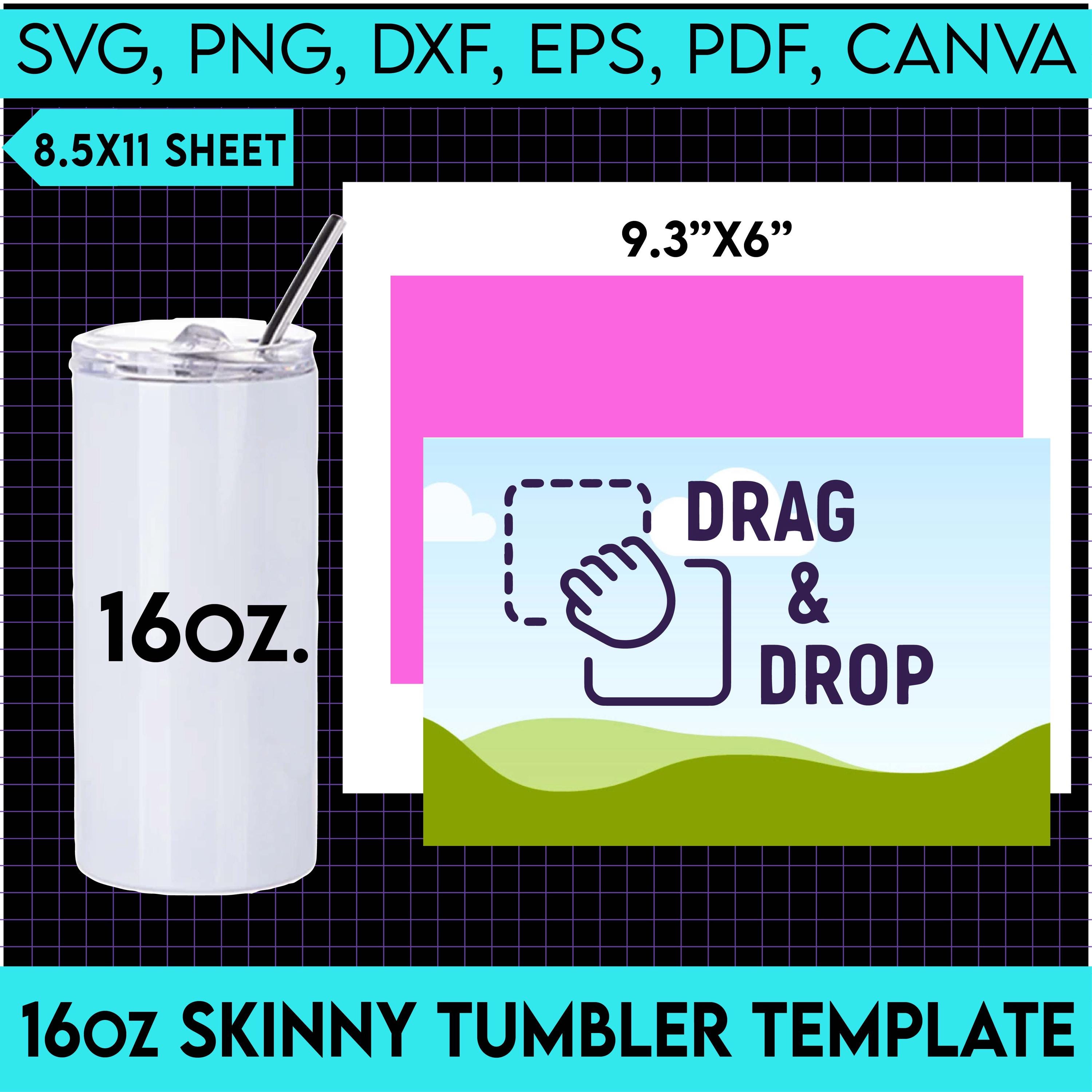 16oz Skinny Tumbler Template, 16oz Tumbler Wrap SVG, 16oz Sublimation ...
