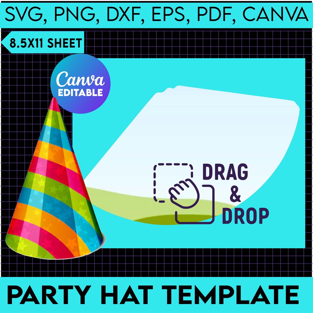 Party Hat Template, Party Hat Svg, Birthday Hat Template, Blank Hat ...