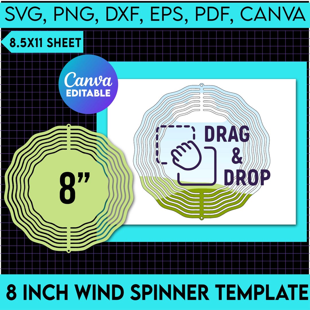 Wind Spinner Template, 8" Wind Spinner for Sublimation, Wind Spinner Svg, Wind Spinner Template ...